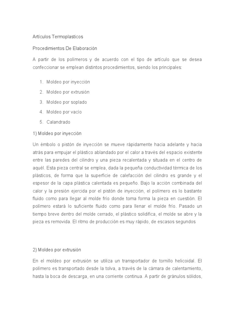 Extrusion y Soplado de Polimeros | PDF | Extrusión | El plastico