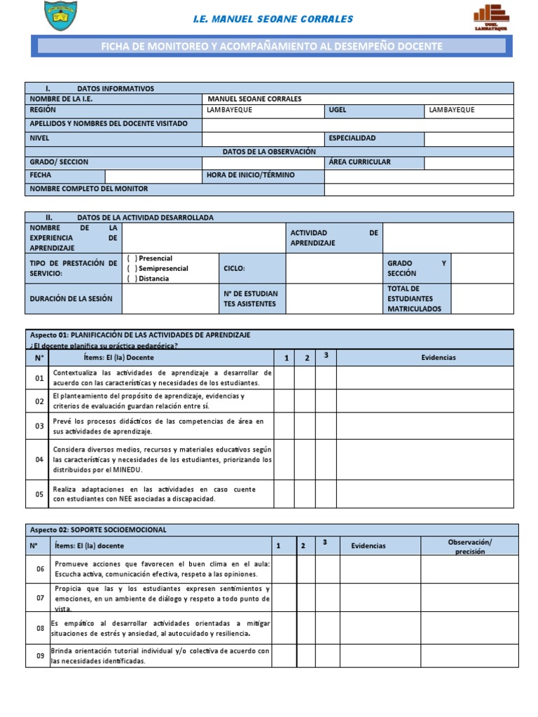 Ficha de Monitoreo - 2022 | PDF | Evaluación | Aprendizaje