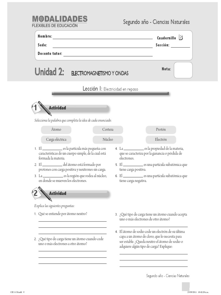 Unidad 2 de Segundo Año CCNN | PDF | Olas | Corriente eléctrica