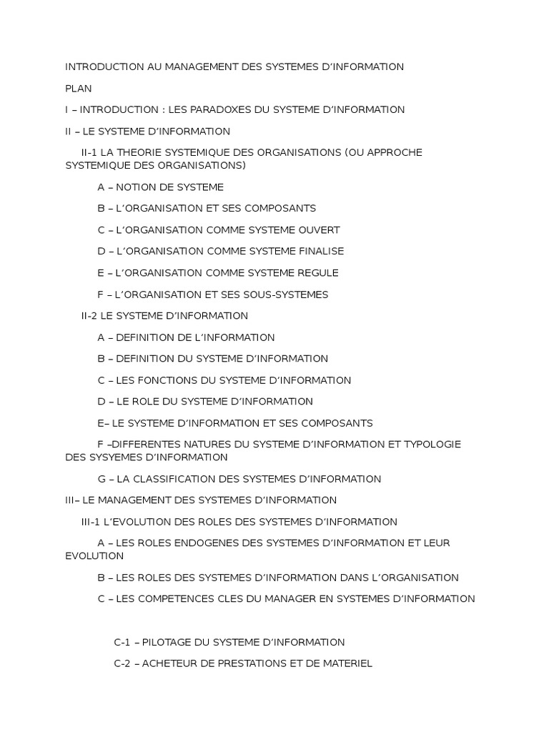 Introduction Au Management Des Systemes D'information | PDF | Progiciel ... Introduction Au Management Des Systemes D'information | PDF | Progiciel ...