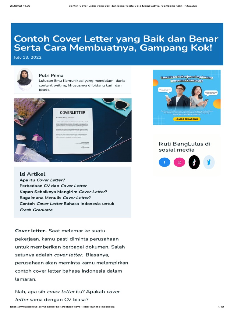 Contoh Cover Letter | PDF