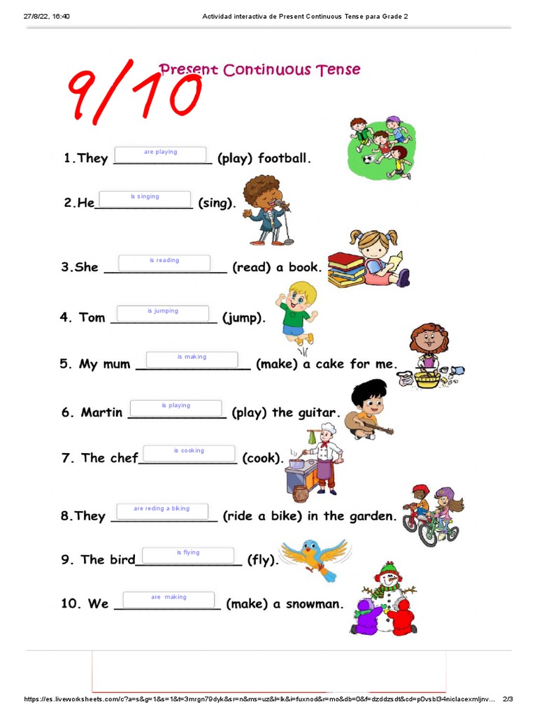 Actividad Interactiva de Present Continuous Tense para Grade 2 | PDF Actividad Interactiva de Present Continuous Tense para Grade 2 | PDF
