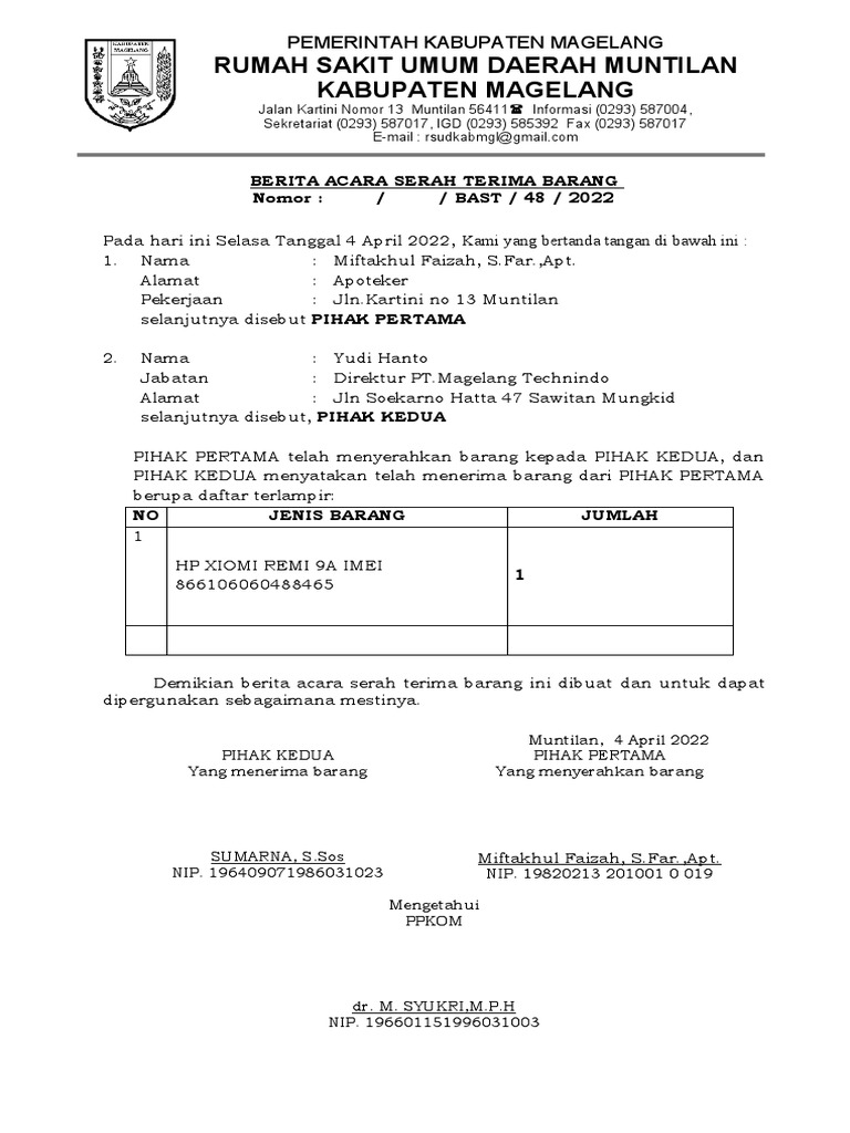 Ba Serah Terima | PDF