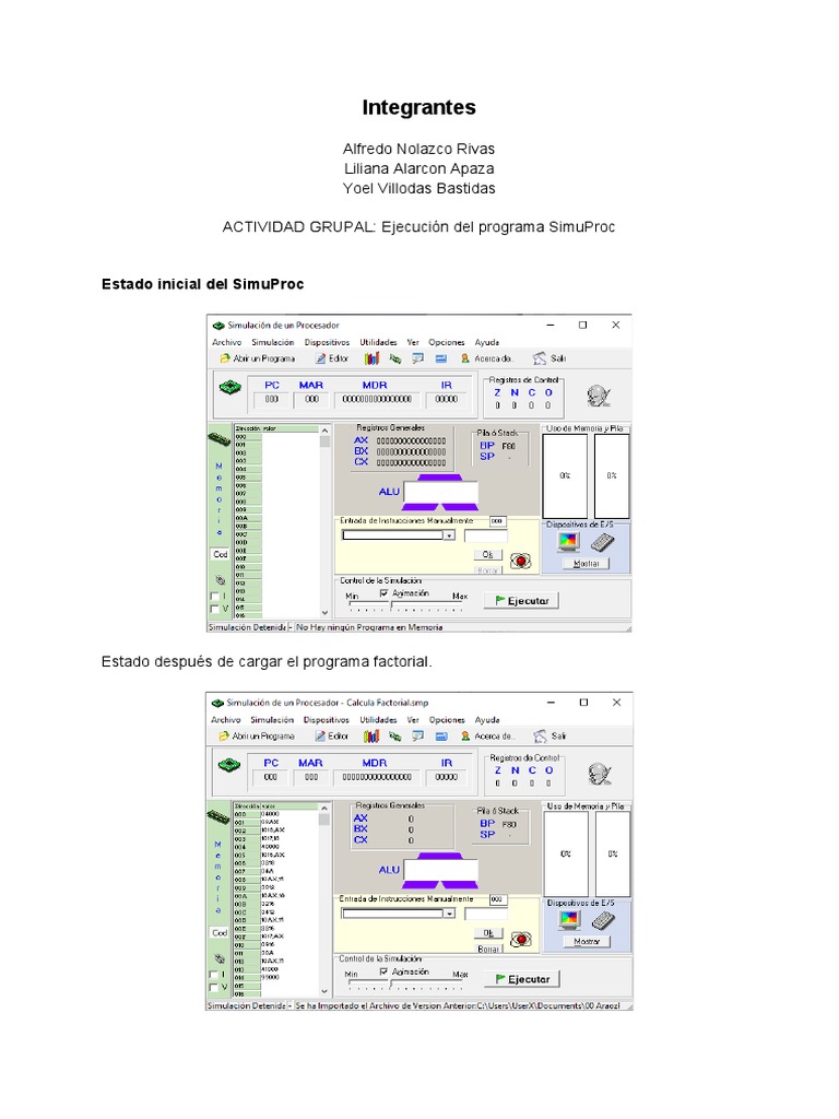 Actividad SimuProc Factorial | PDF