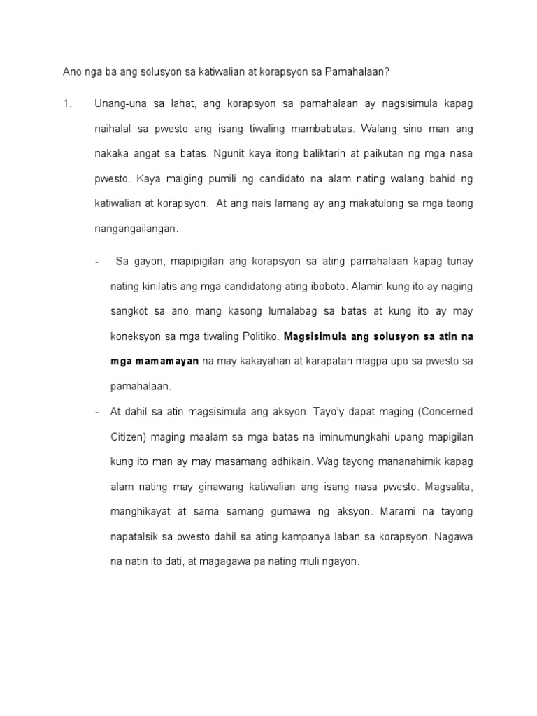 Solusyon Sa Korapsyon | PDF