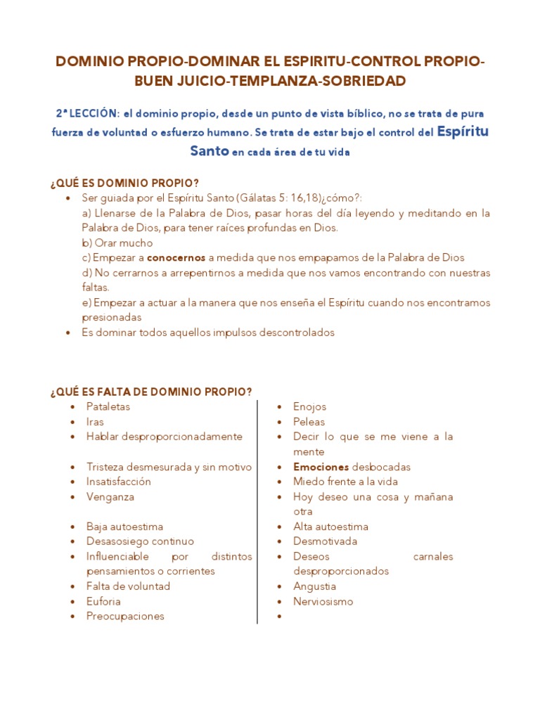 Dominio Propio | PDF | Dios | Temor