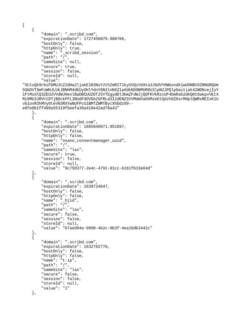 Scribd cookies document analysis | PDF | Http Cookie