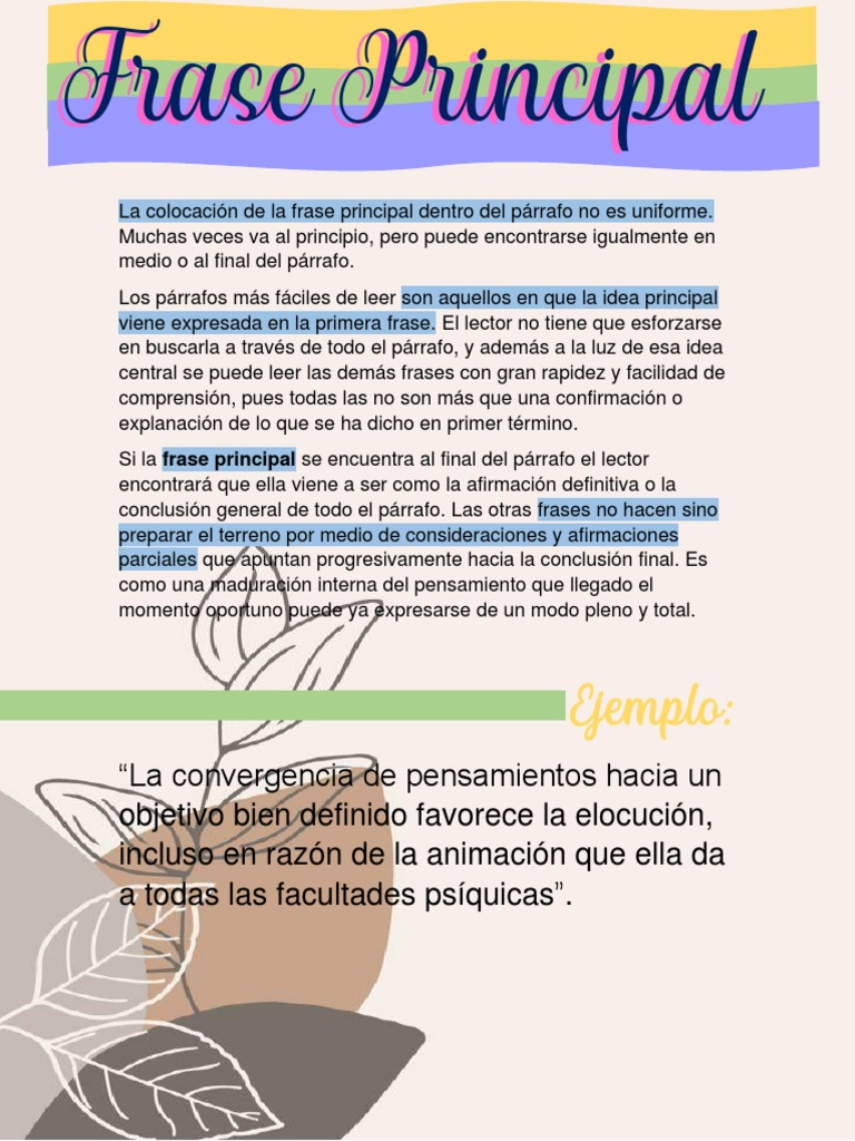 Que Es Una Frase Principal Y Idea Principal PDF Don Quijote