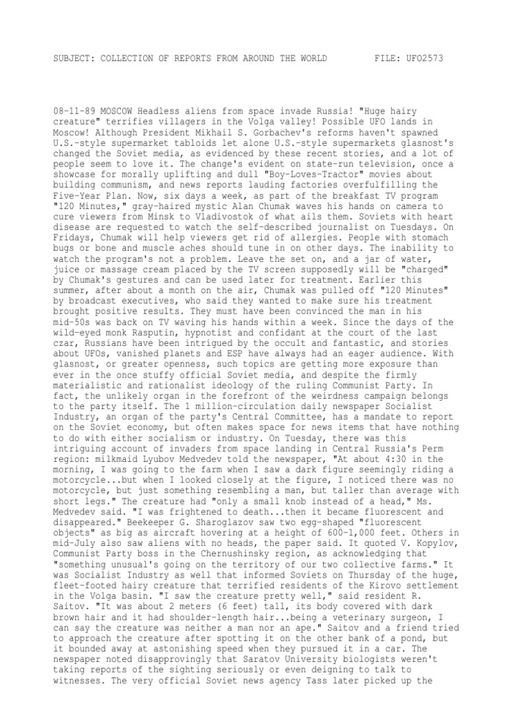 Collection of Ufo Reports From Around The World | PDF | Unidentified ...