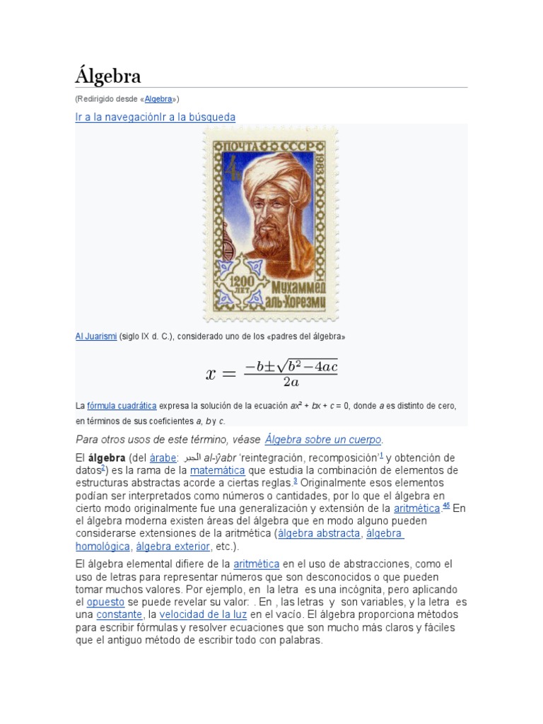 Álgebra | PDF | Álgebra | Conceptos matemáticos