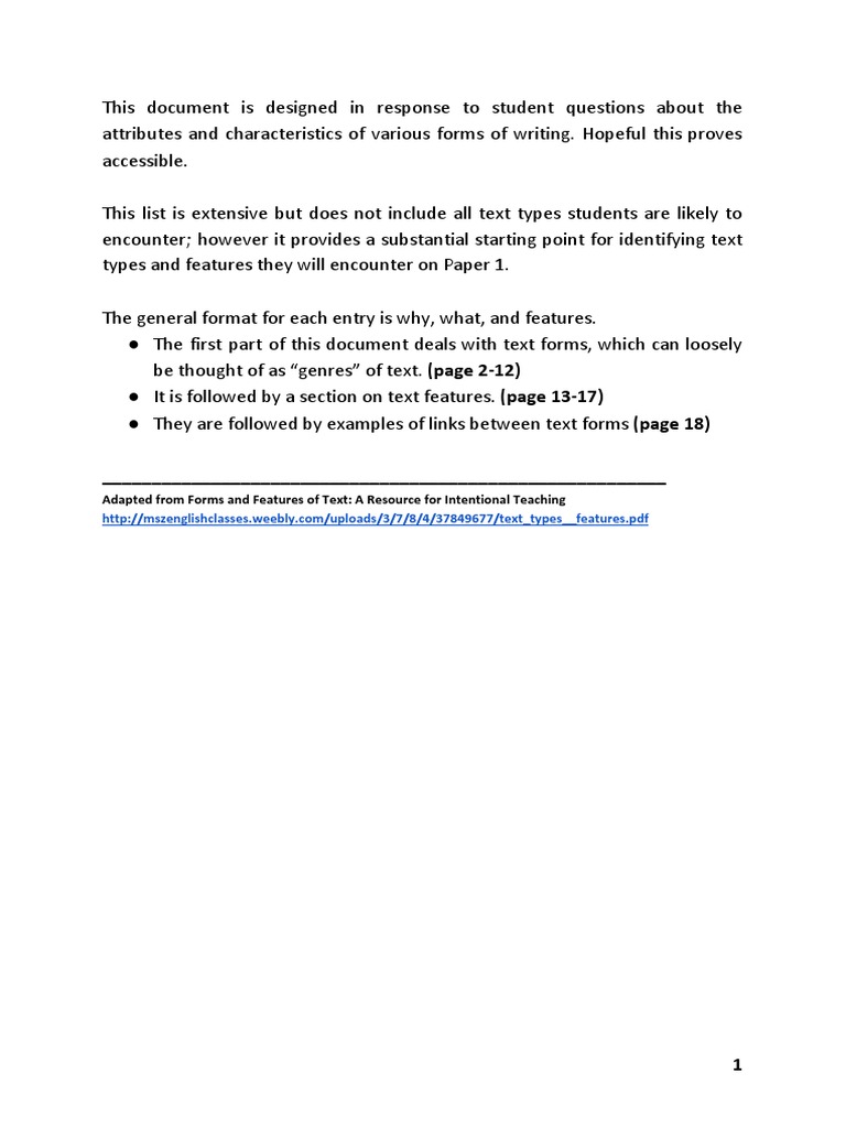 Non-Literary Text Types & Their Features | PDF | Communication | Writing