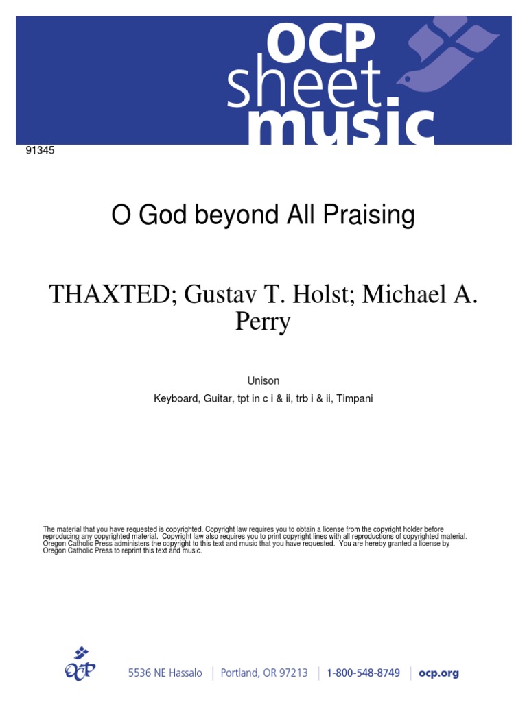 O God Beyond All Praising (Accompaniment Package) Keyboard | PDF