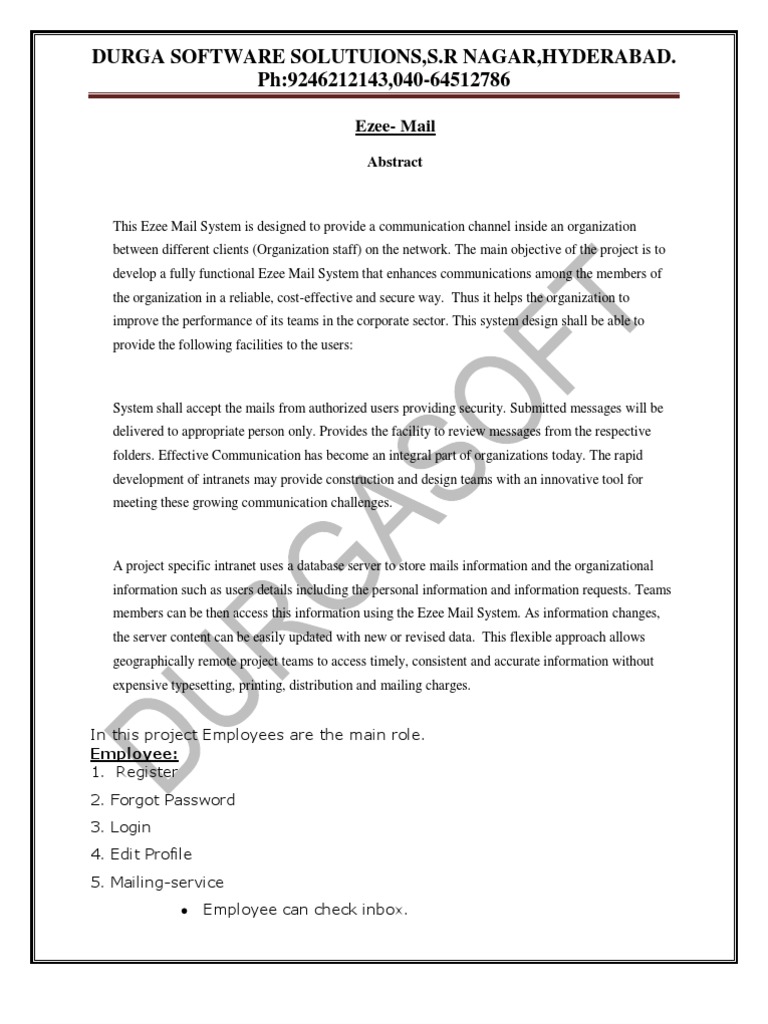 Ezee Mail Abstract | PDF | Databases | Computer Architecture