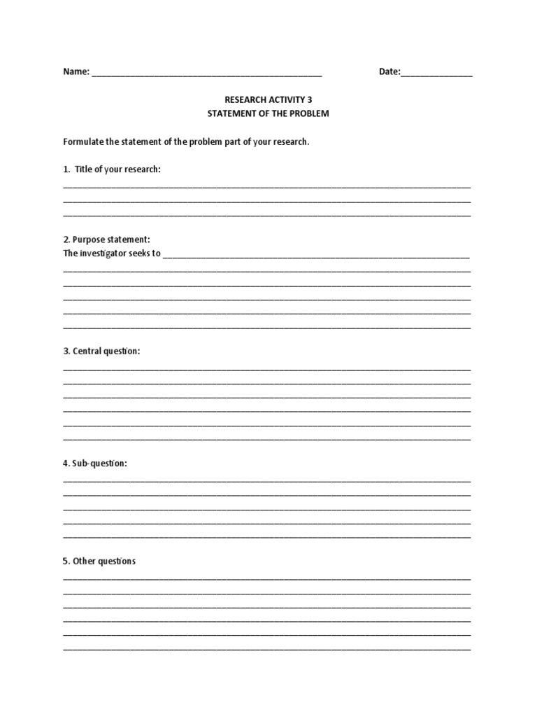 Statement of The Problem | PDF | Business