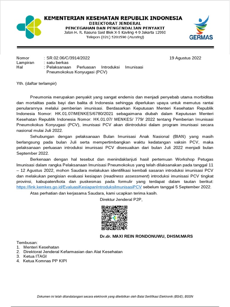 Pelaksanaan Perluasan Introduksi Imunisasi Pneumokokus Konyugasi (PCV) | PDF | Kesehatan Holistik