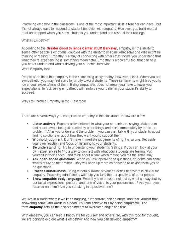 Value of The Month Empathy | PDF | Empathy | Compassion