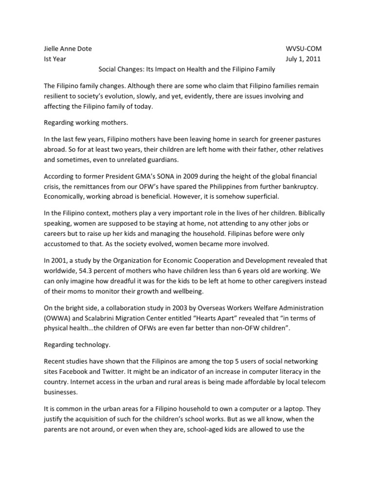 The Filipino Family is Changing