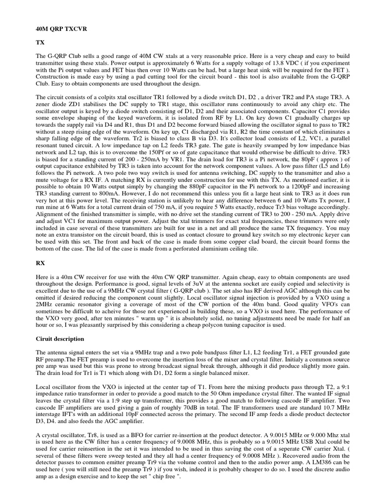40m CW m0dgq | PDF | Amplifier | Electronic Oscillator