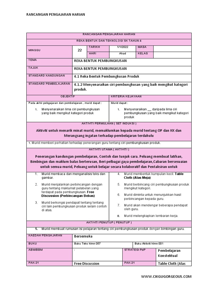 RPH Minggu 22 RBT THN 4 by Cikgu Gorgeous | PDF