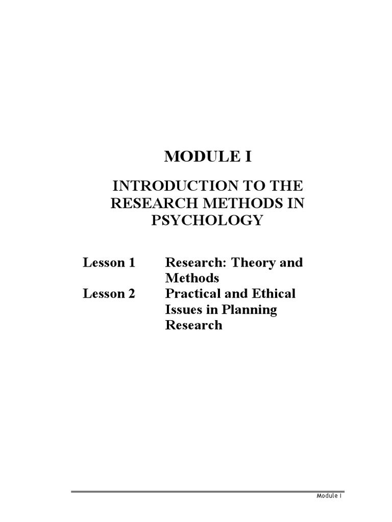 Module 1 Introduction To The Research Methods in Psychology | PDF | Quantitative Research ...