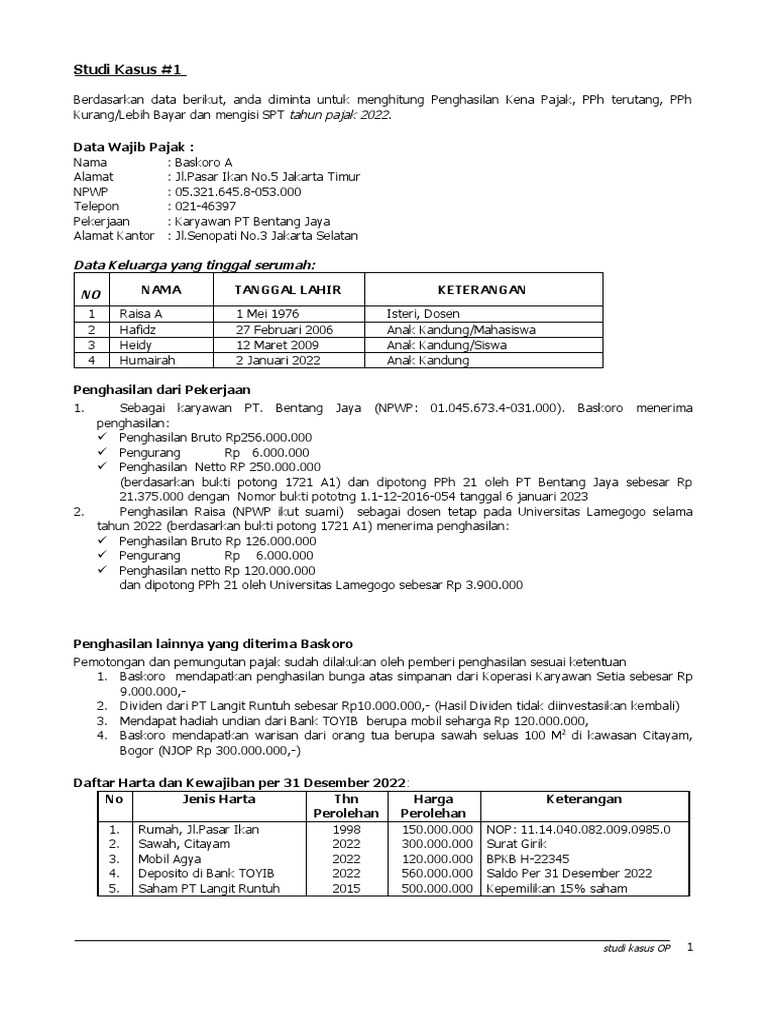 Soal Latihan Kasus 1 | PDF