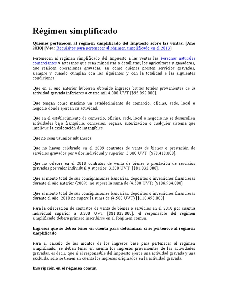 Régimen Simplificado | PDF | Impuestos | Factura