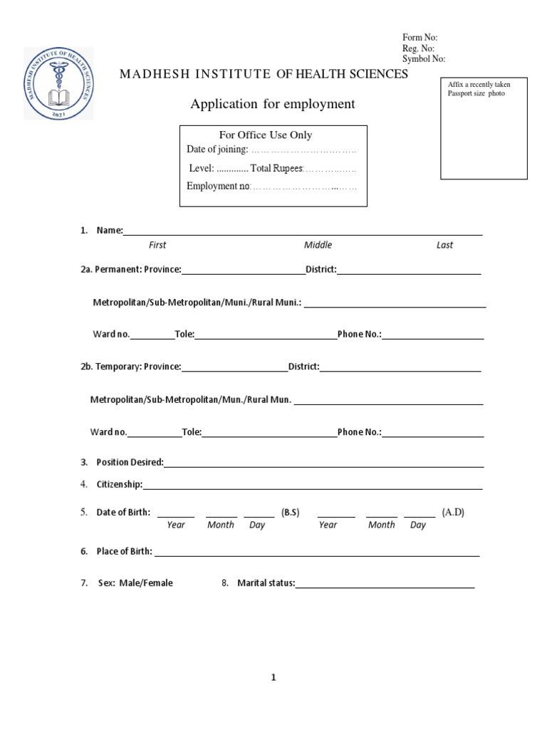 MIHS Application Form F | Download Free PDF | Government And Personhood ...