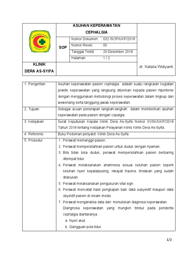 Asuhan Keperawatan Cephalgia | PDF