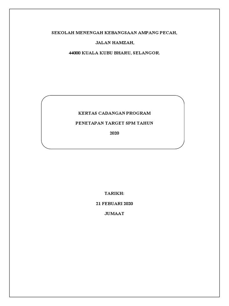 Kertas Kerja Penetapan Target SPM 2020 | PDF