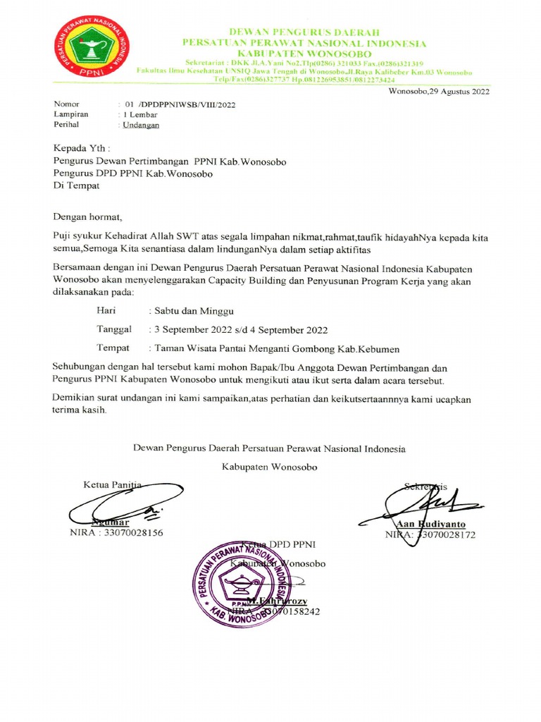 Surat Undangan Capacity Building Dan Penyusunan Program Kerja Pdf