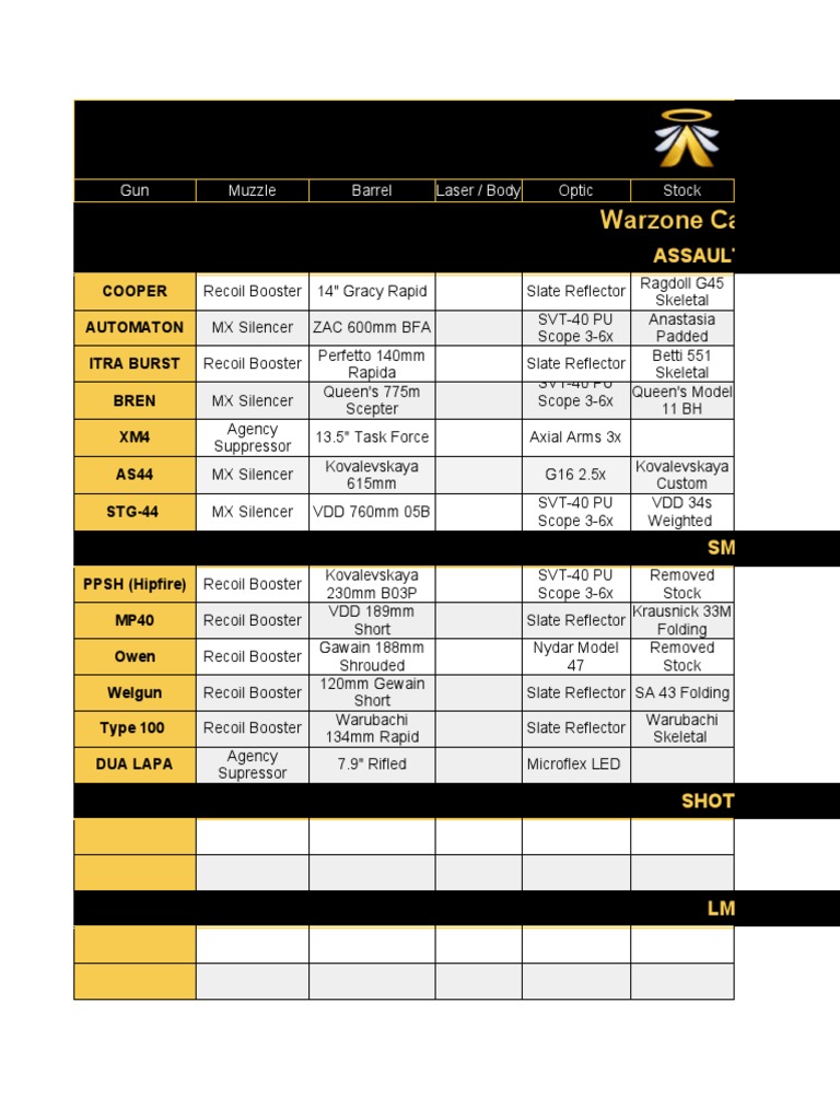 Aydan's CoD Classes | PDF | Rifle | Weapon Design