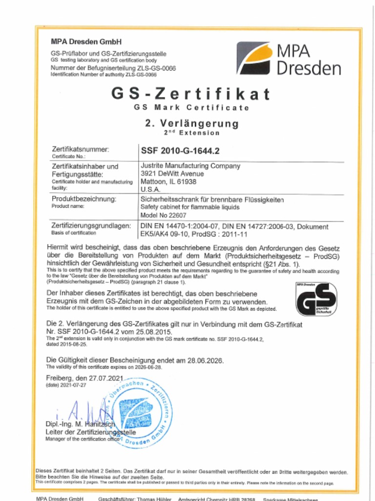 GS Zertifikat 22607 20-26 | PDF