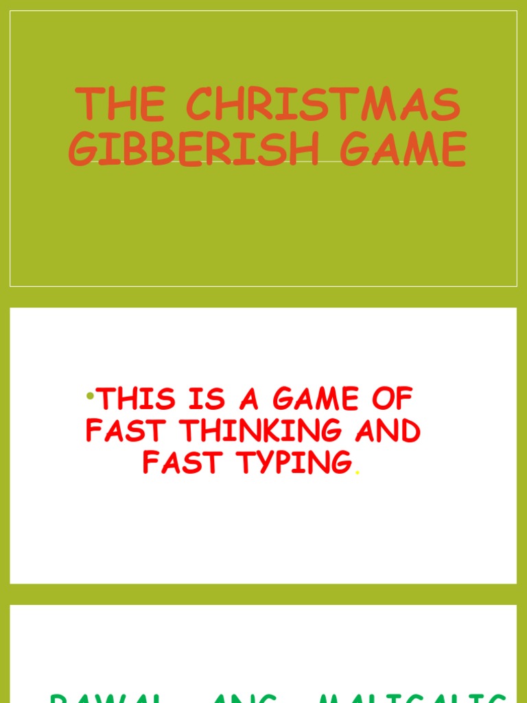 Christmas Gibberish Game Instructions | PDF | Foreign Language Studies