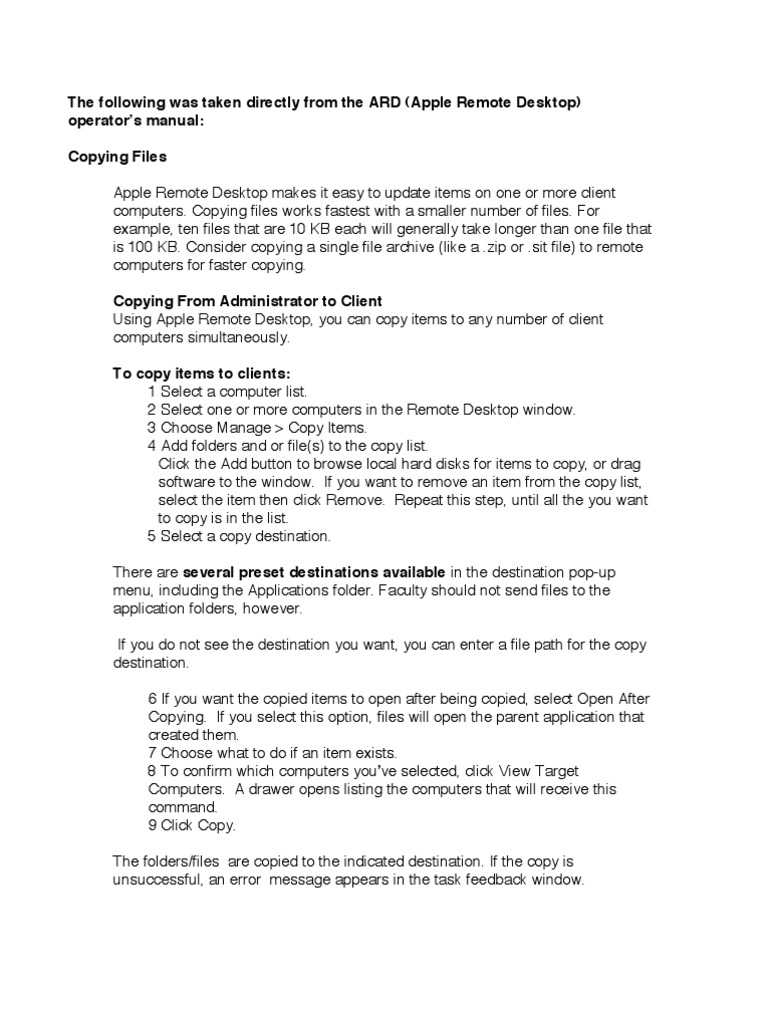 Ard Step by Step Directions | PDF | Finder (Software) | Remote Desktop ...
