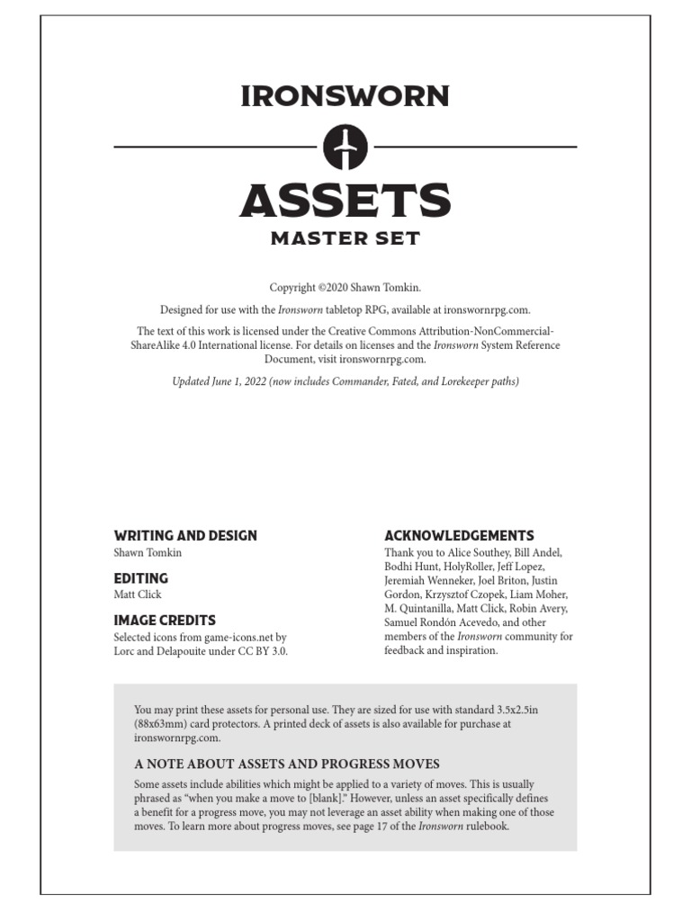 Ironsworn Assets Master Set | PDF
