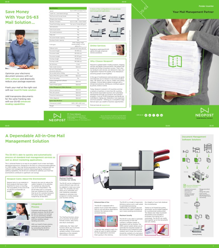 Neopost DS-63 - Green | PDF | Mail | Computer Science