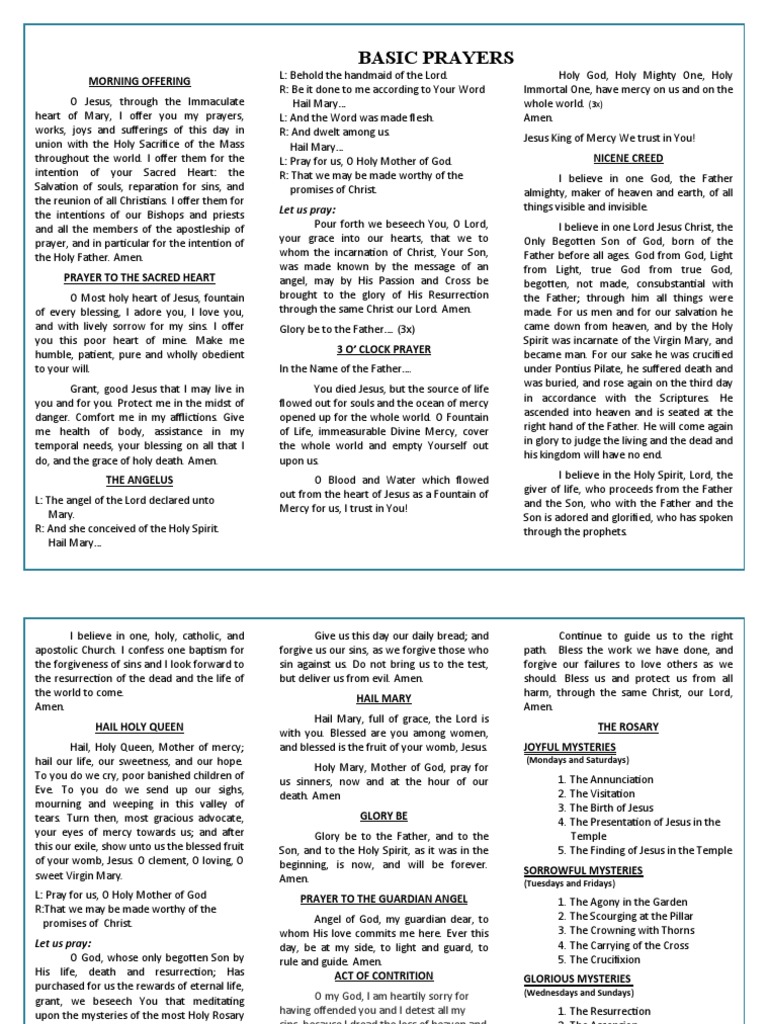 Basic Prayers | PDF | Rosary | Mary, Mother Of Jesus