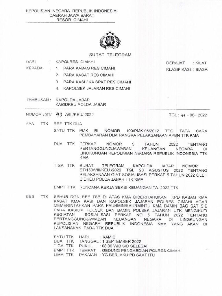 TR Sosialisasi Perkap 5 | PDF