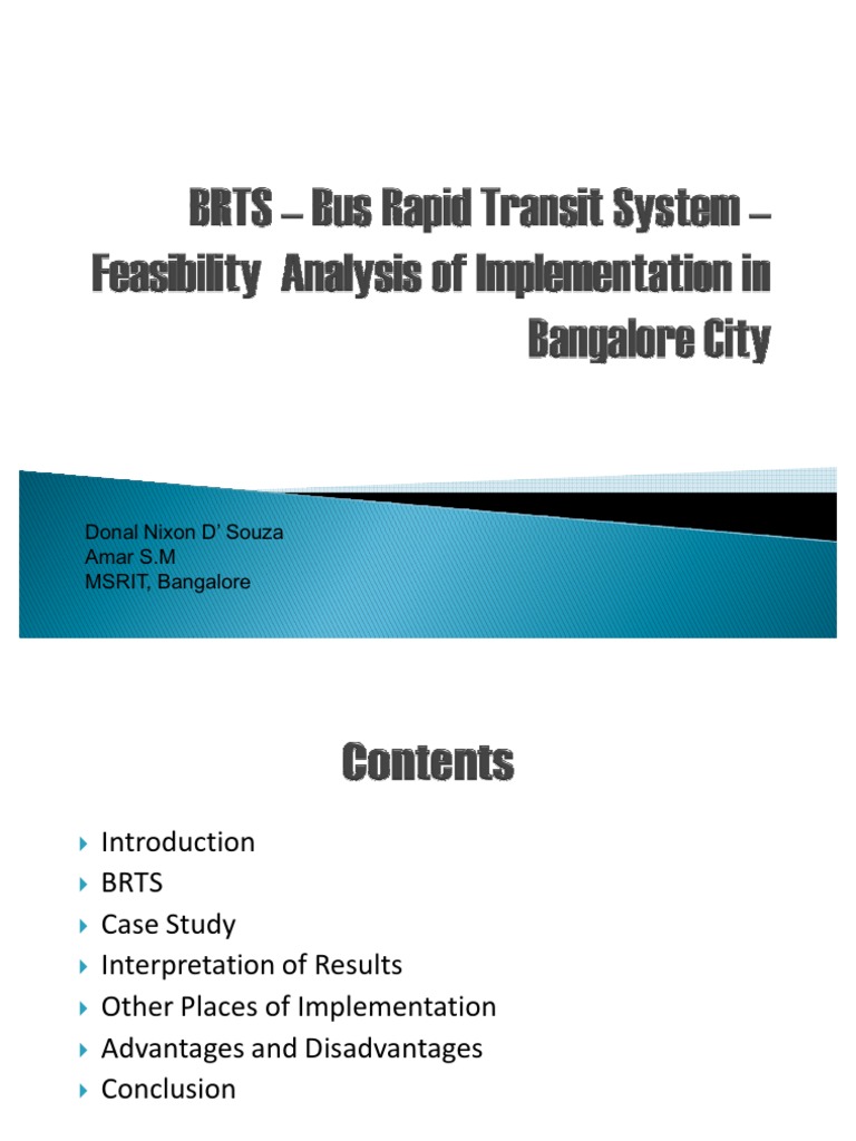 Brts Bus Rapid Transit System Feasibility Pdf