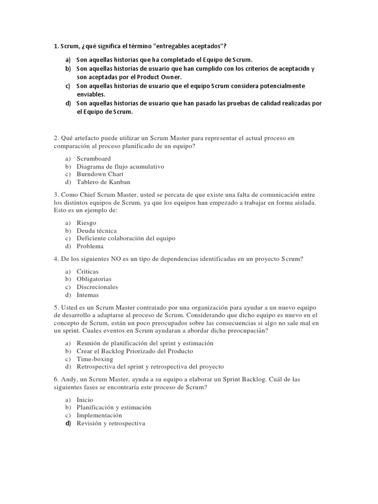 Scrum Master - Preguntas | PDF | Scrum (desarrollo de software ...