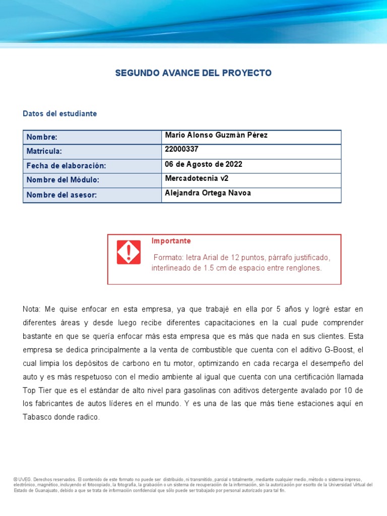 Guzman - Mario - Segundo Avance Del Proyecto | PDF | Precios | Producto ...