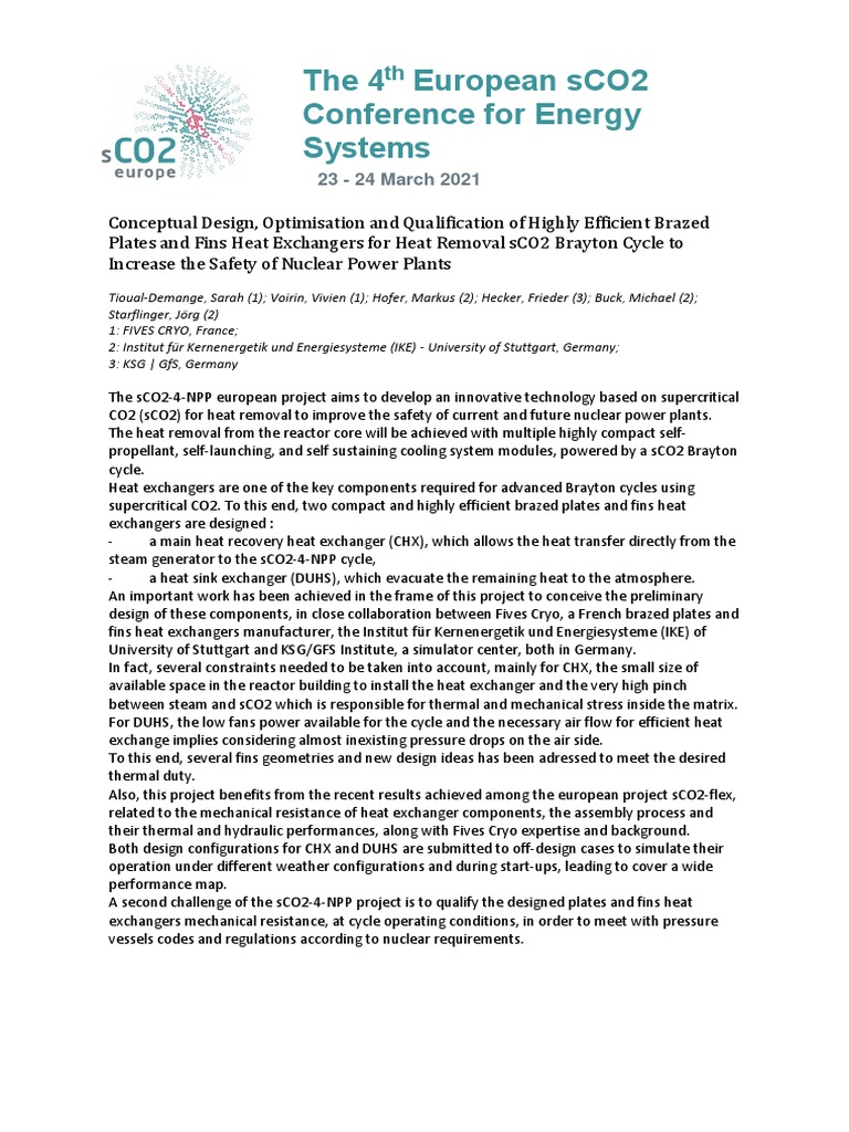 sCO2 Conference Abstracts | PDF | Heat Transfer | Heat