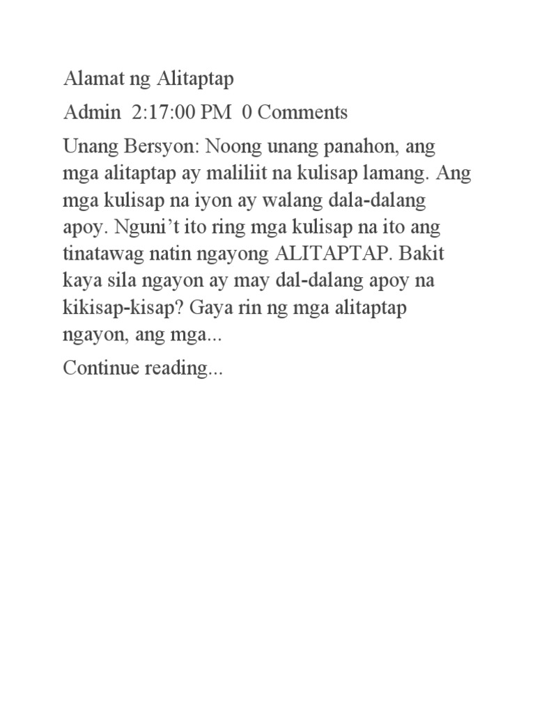 Alamat NG Alitaptap | PDF