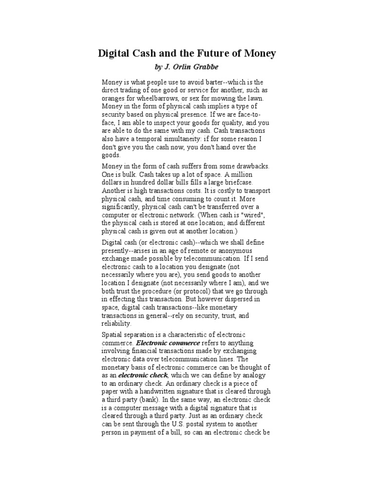 Digital Cash and The Future of Money | PDF | Cheque | Banks
