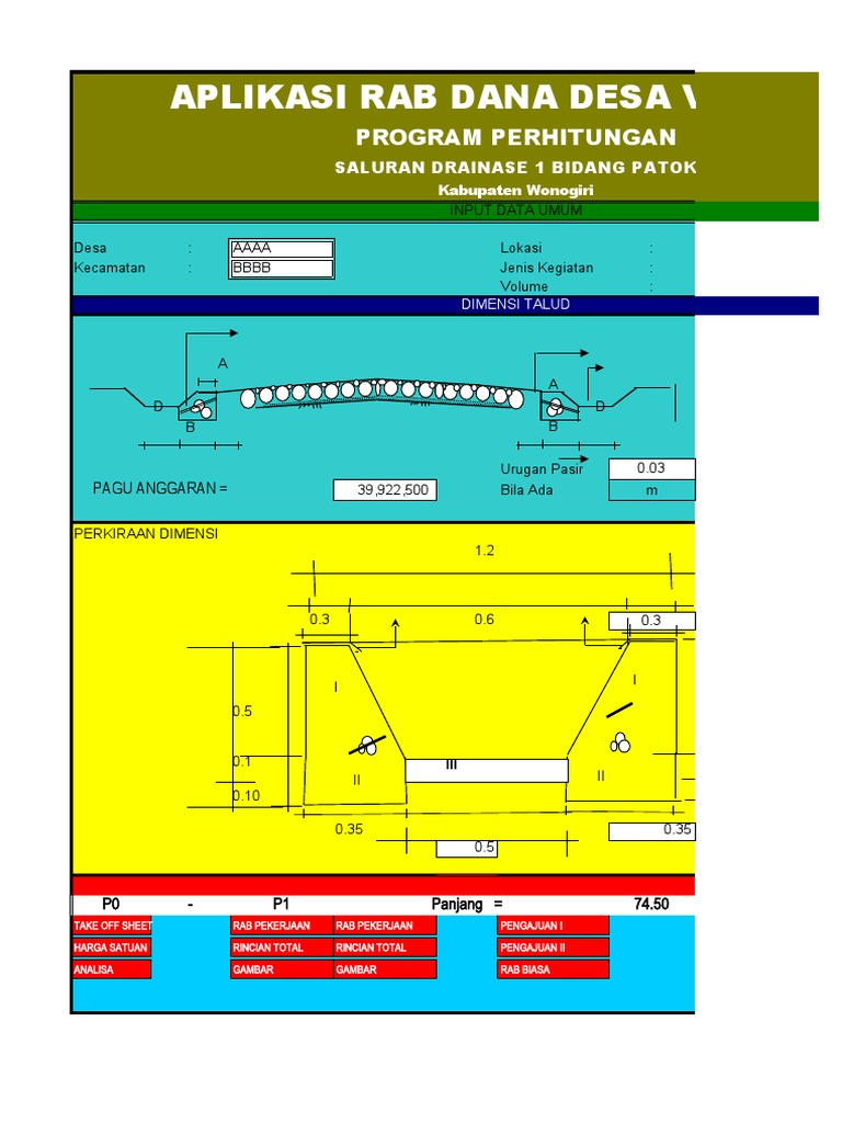 RAB Pekerjaan Saluran Drainase Desa | PDF