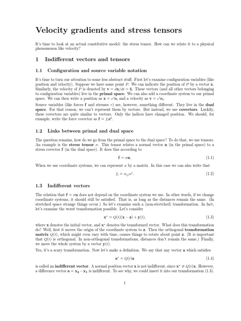 Velocity Gradients and Stress Tensors | PDF | Gradient | Viscosity