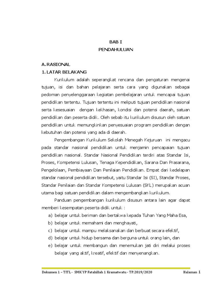 Dokumen KTSP 2019 - 2020, TL | PDF