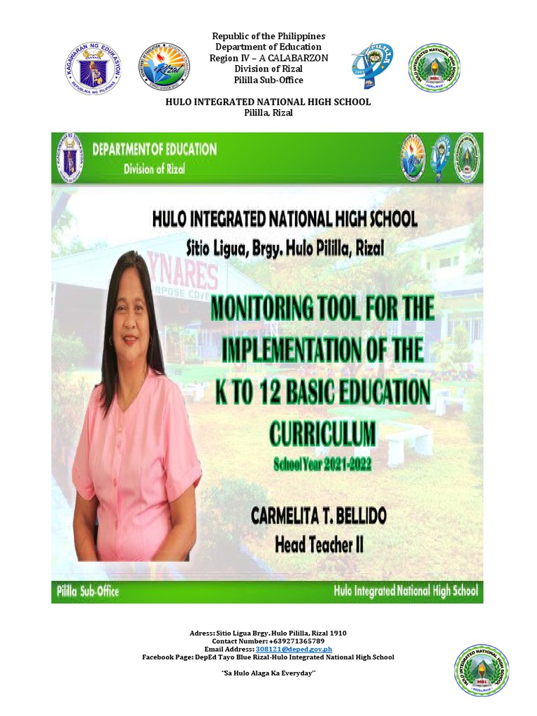 Monitoring Tool For The Implementation Of The K To 12 Curriculum Pdf