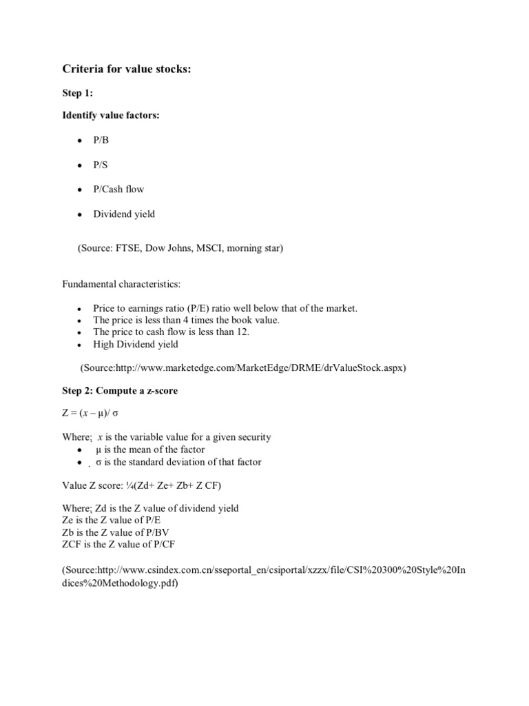 Determining Value Stocks Through Quantitative Analysis of Financial ...