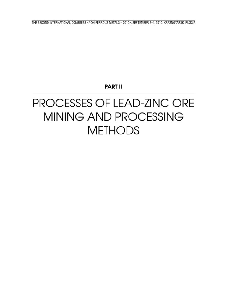 Processes of Lead-Zinc Ore Mining and Processing Methods | PDF ...